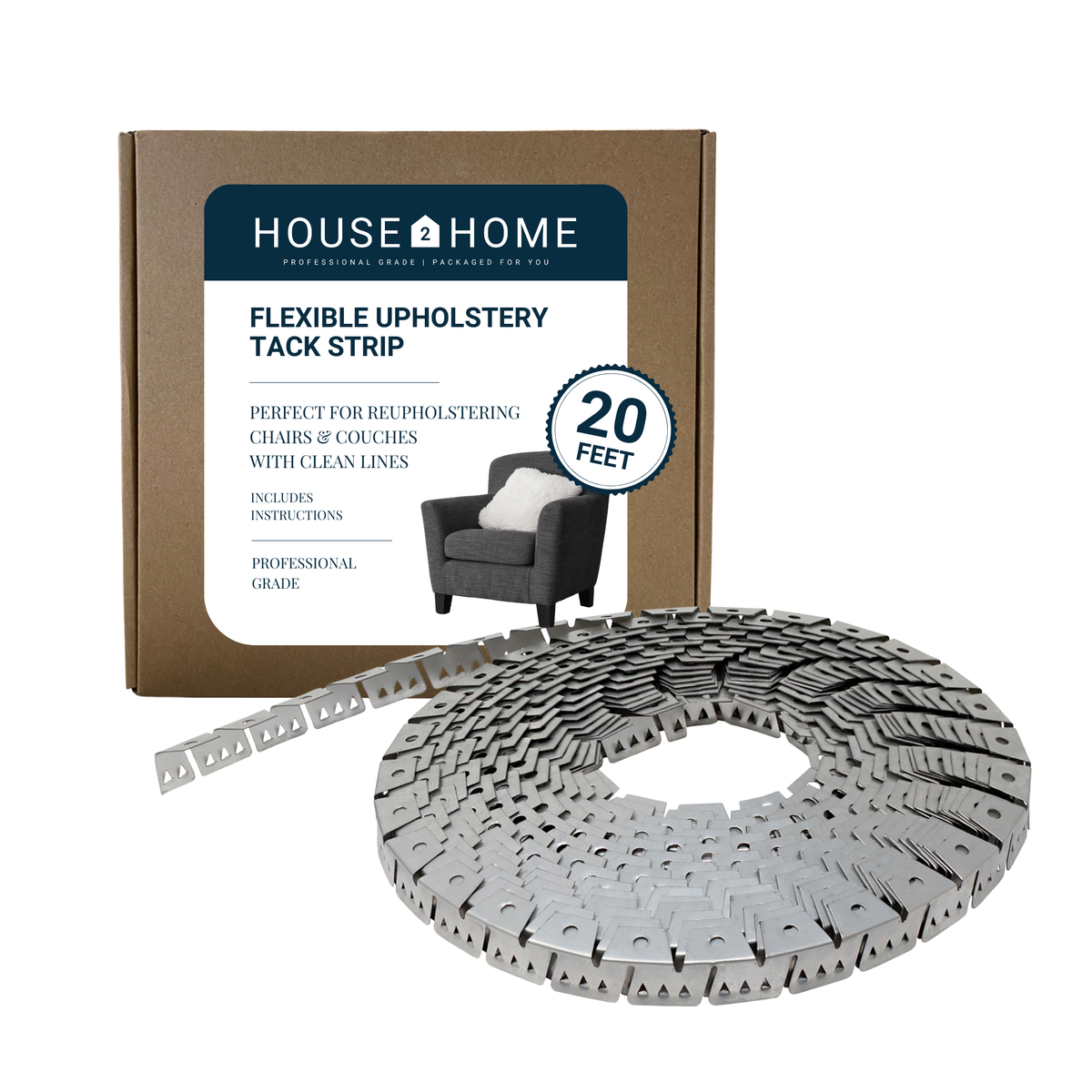 Metal Flexible Tack Strip, Curve Ease for Upholstery- 20ft – House2Home-US